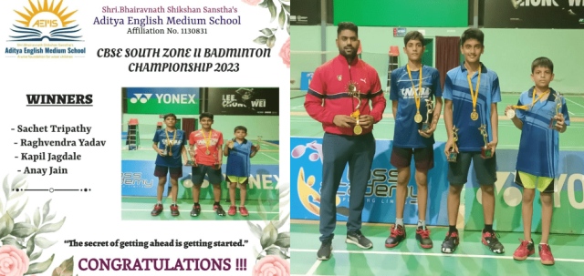 Aditya English Medium School, Baner Pune won CBSE SOUTH ZONE II BADMINTON CHAMPIONSHIP 2023 (U14 ...